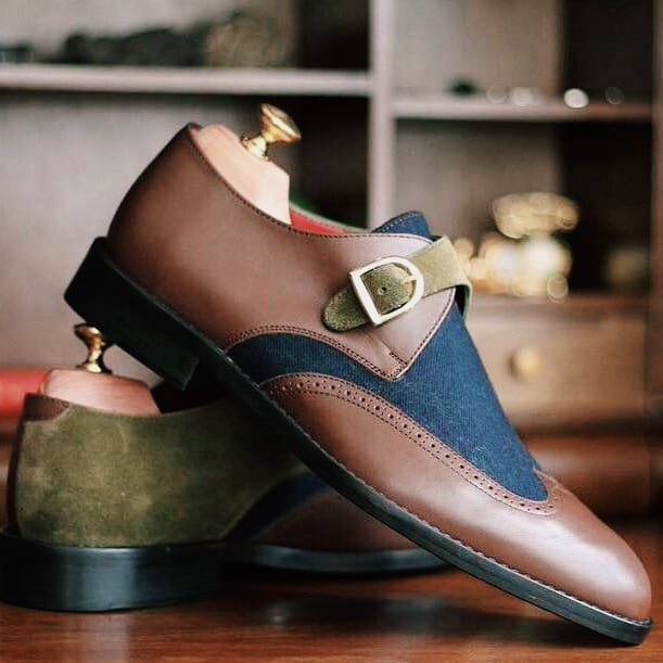 Men's Spectator Dress Shoes Brown Suede Leather Shoes