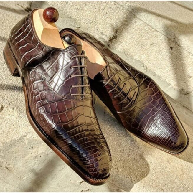 Brown Alligator Oxford Shoes for Men's Dress Shoes