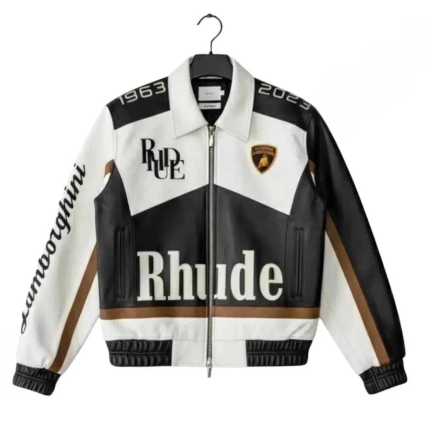 Rhude - Lamborghini Leather Bomber Racing Jacket for Men